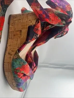 Impo | Shoes | Impo Olani Bright Multi Wedge Wraparound Ankle Tie Strap ...